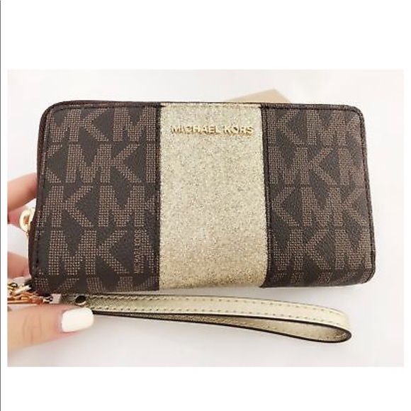 Michael Kors | Bags | Michael Kors Center Stripe Phone Case Wallet ...